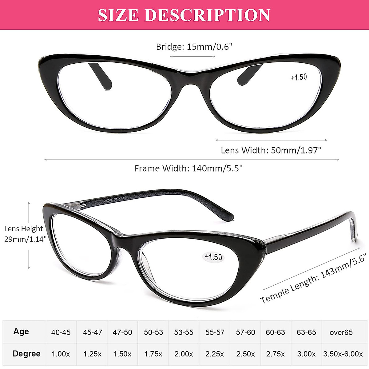AQWANO Computer Reading Glasses Designer Blue Light Blocking Cat Eye Eyeglasses Readers Anti UV400 Digital Eyestrain for Women, 1.5
