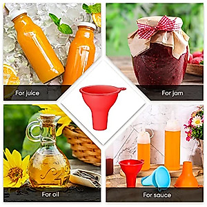 Silicone Funnels 4 Pieces Wide Mouth Funnel Flexible Condiment Funnel Sauce Funnel Canning Funnel Set for Home Restaurant Kitchen Squeeze Bottles Jars Cans, 3.2 x 1 Inch(Mixed Colors)