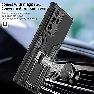 AKINIK for Note 20 Ultra Case, Samsung Galaxy Note 20 Ultra Case with Self Healing Flexible TPU Screen Protective [2 Pack], Military Grade with Kickstand Case for Samsung Note 20 Ultra 5G-Black