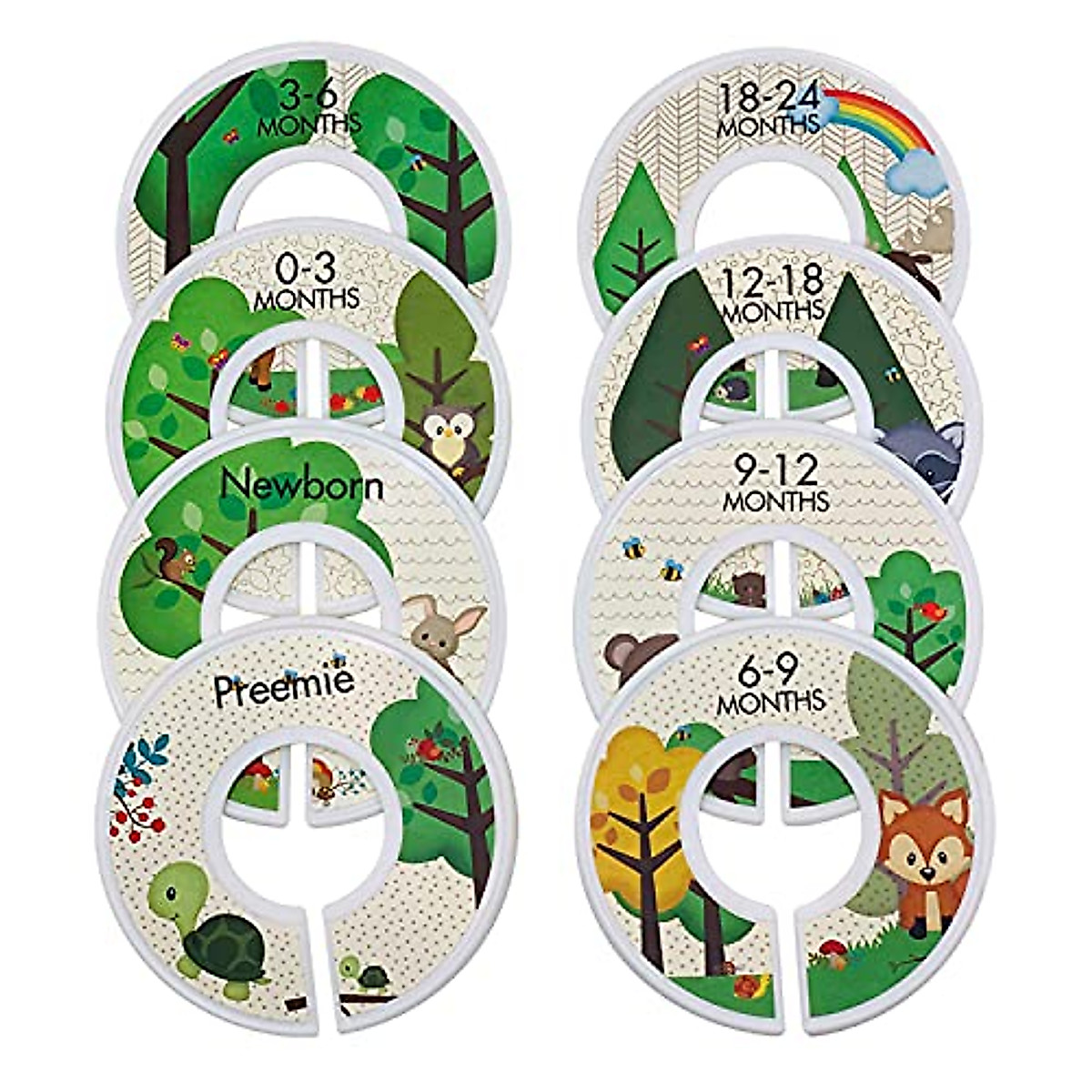 ToddleBee Baby Closet Dividers for Baby Clothes | Woodland Animals Nursery Organizer | Unisex Baby Clothing Size Preemie Newborn Infant to 24 Months | 8 Piece Gift Set