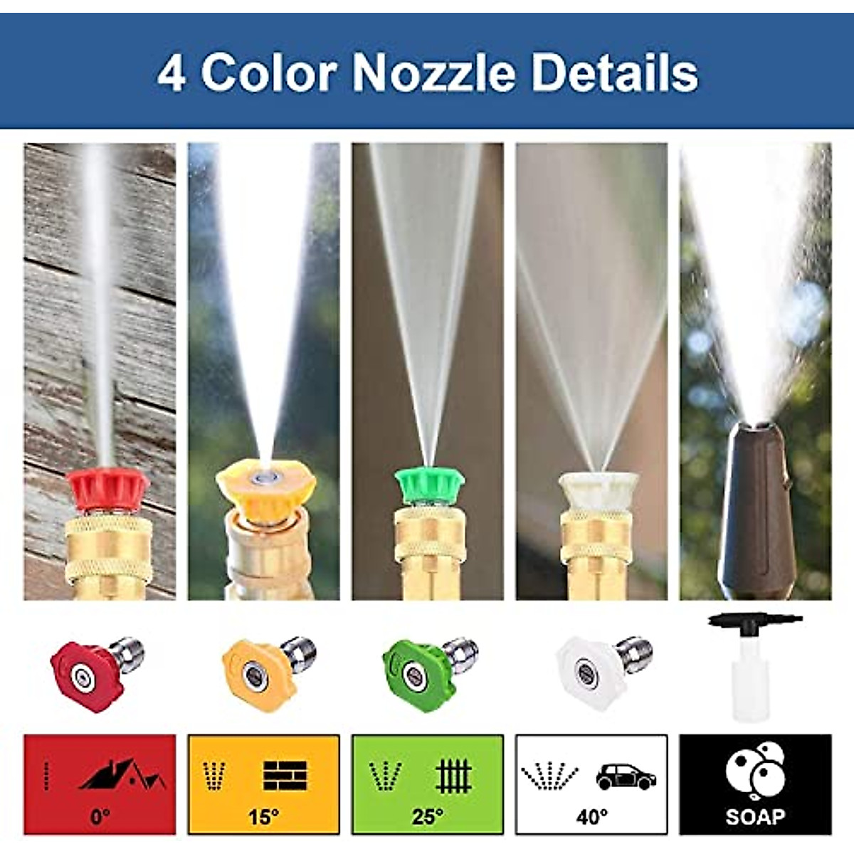 Electric Pressure Washer, 1800W High Power Washer, 2.11GPM Professional Electric Pressure Cleaner Machine with 4 Nozzles Foam Cannon,Best for Homes, Patios, Garden, Blue