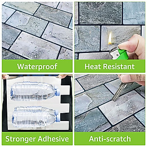 VANCORE Peel and Stick Backsplash for Kitchen: Self Adhesive Wall Tiles for Bathroom - 3D Subway Back Splash - 10 Sheets Vinyl Blue Waterproof Wallpaper with Real Marble Texture for Shower