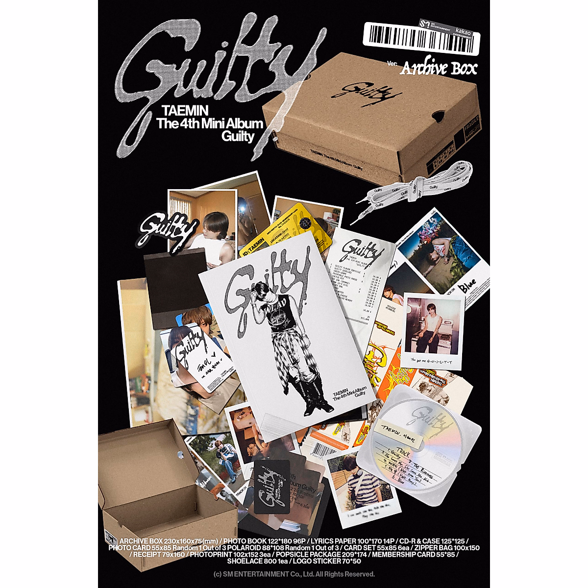 SHINee TAEMIN Guilty 4th Mini Album Full 5 Version SET Archive Box Version+PhotoBook GUILTY Version+PhotoBook RIZZ Version+Digipack Version+SMini Version+Tracking Sealed