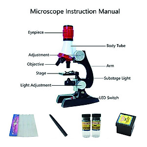 Little World Science Kits for Kids Beginner Microscope Kit with LED 100X 400X and 1200X Magnification Kids Educational Toy Birthday Halloween