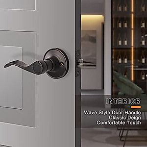 KNOBWELL Front Door Handle, Single Cylinder Front Exterior Door Entry Handle with Door Lever, Entry Door Lock Handle Set, Reversible for Left & Right Hand Door, Oil Rubbed Bronze