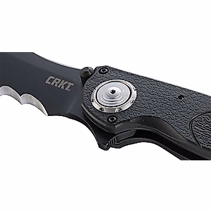CRKT Linchpin EDC Folding Pocket Knife: Heavy Duty Everyday Carry, Black Blade with Veff Serrations, Flipper, Deadbolt Lock, Ball Bearing Pivot, GRN Handle, Pocket Clip 5406K