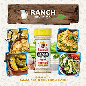 Ranch Seasoning by Flavor God, Sugar Free Ranch Substitute Low Sodium Seasoning, Gluten-Free Dry Ranch Mix, Keto & Paleo Friendly Ranch Seasoning Salad Dressing for Pizza, Popcorn, & Salads - Healthy Buttermilk Ranch Dressing Substitute
