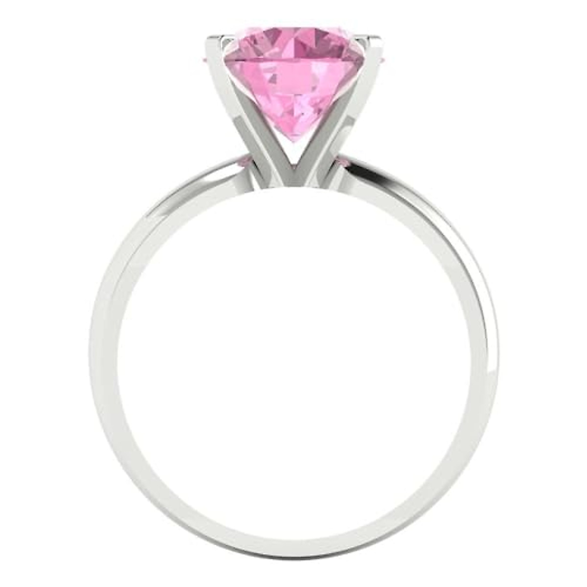 Clara Pucci 2.50ct Round Cut Solitaire Pink Simulated Diamond Excellent Engagement Bridal Promise Anniversary Ring in 18K White Gold 3.5