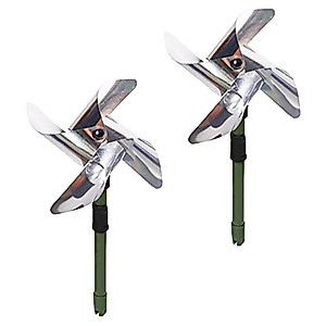 generic 2pcs Reflective Pinwheels with Stakes Bird Blinder Deterrent Windmill Scare Birds Device Away Sparkly Pin Wheel for Garden Outdoor Yard Decoration
