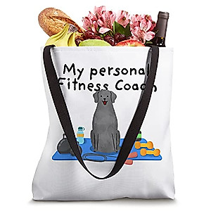 Cute black labrador as a personal fitness coach Tote Bag