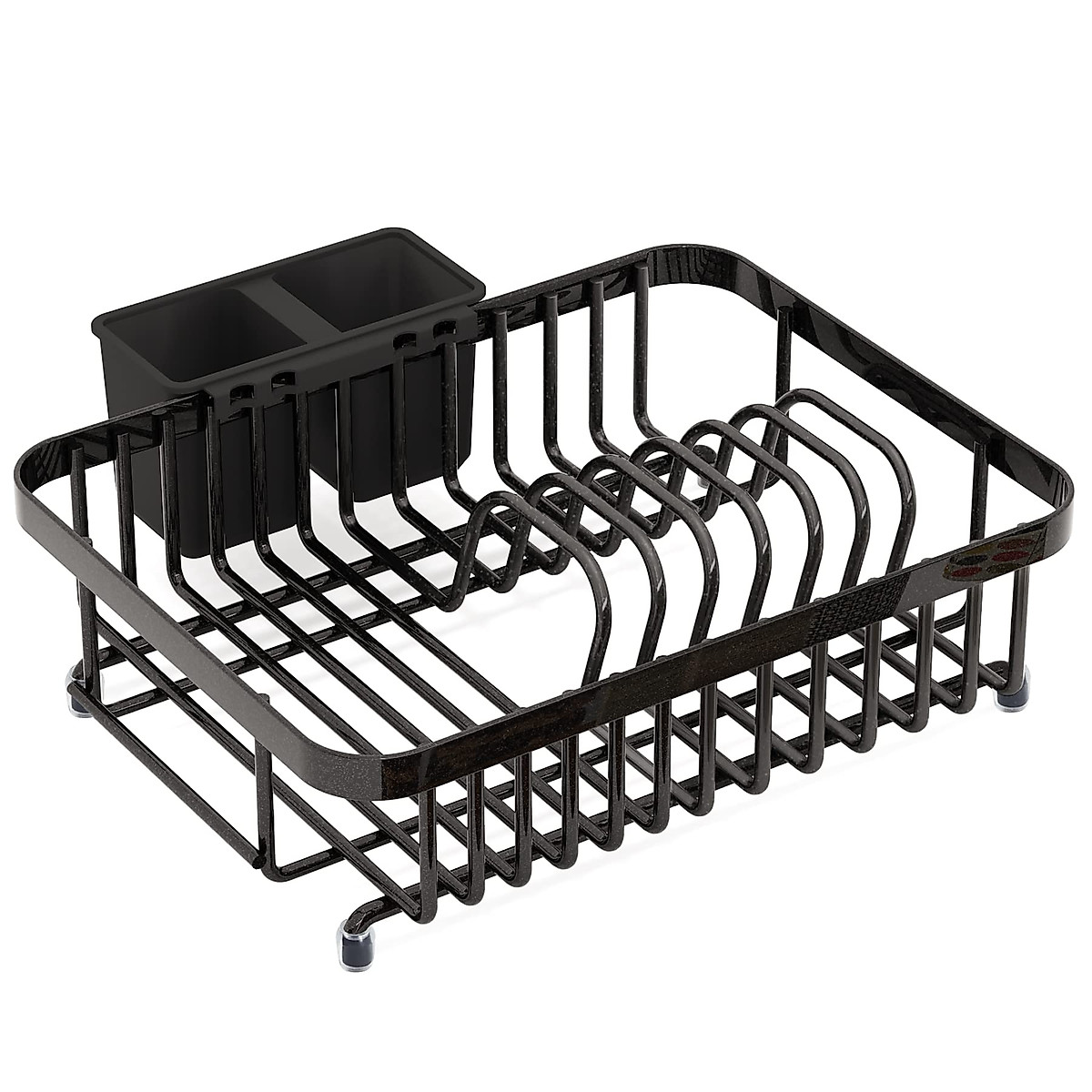 1Easylife Dish Drying Rack with Anti Rust Frame, Small Dish Drainer Rack for Kitchen Counter, Sink Dish Rack on Counter with Utensil Holder and Non-Slip Rubber Feet Rustproof for Organizer Storage