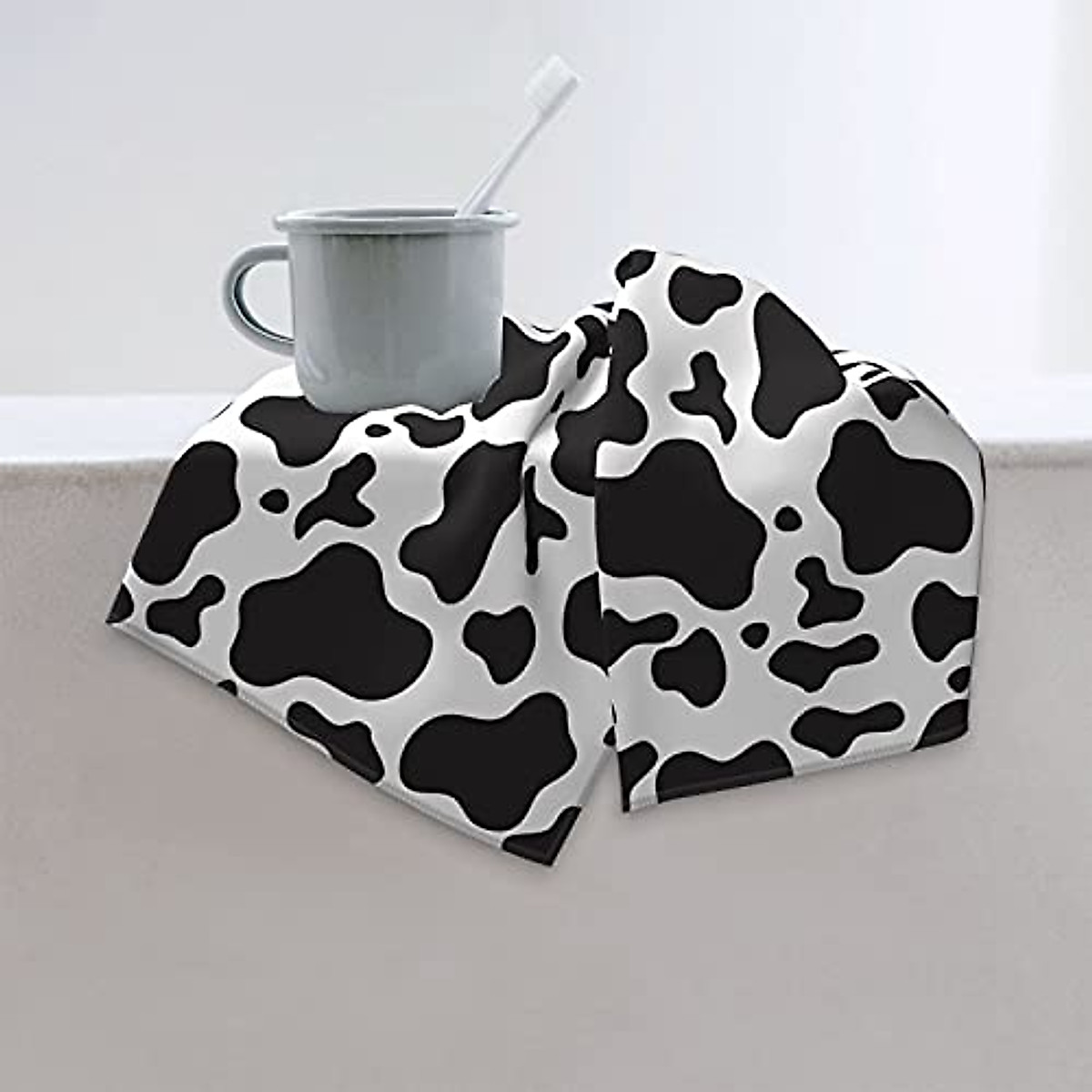 Yaateeh Animal Cow Print Face Towel Soft Absorbent Hand Towel Small Bath Towel Dish Guest Towels Washcloths for Bathroom Yoga Sports Kitchen Home Decor