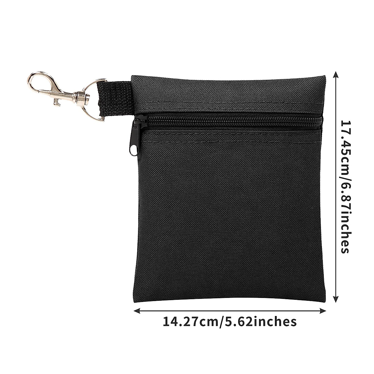 BuyAgain Golf Tee Pouch, 5.62 X 6.87 Inch Professional Zipper Golf Tee/Ball Pouch Bag with Metal Lobster Claw Clip