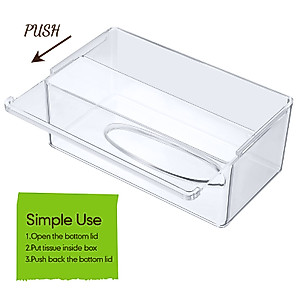 Mimorou 4 Pieces Acrylic Tissue Box Cover Rectangular Clear Tissue Holder Tissue Dispenser Facial Tissue Holders Dryer Sheet Box for Office Home Bathroom Restaurant Vanity