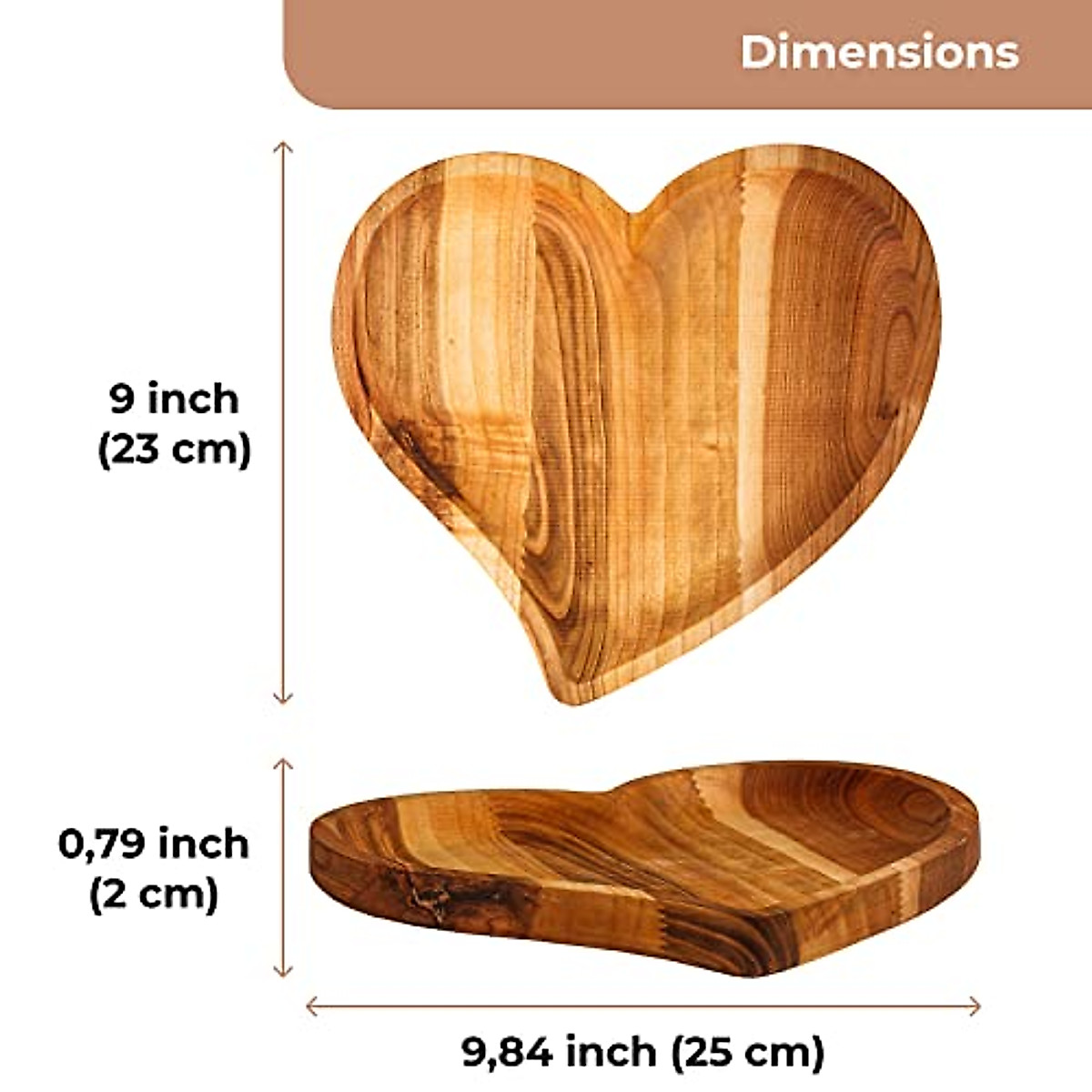 Handmade 9" Cherry Wood Heart Shaped Bowl Platter, Serving Tray, Food Tray, Dishes, Plate - Unfinished Wooden Heart Shaped Plates Tray Dinner Table Decor - Valentines Day Charcuterie Board