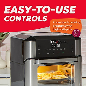 Instant Vortex Plus 10-Quart Air Fryer, From the Makers of Instant Pot, 7-in-10 Functions, with EvenCrisp Technology, App with over 100 Recipes, Stainless Steel