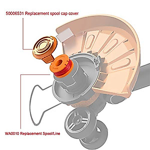 THTEN WA0010 Edger Spools Replacement for Worx WG180 WG163 Weed Wacker Eater String with WA6531 GT Spool Cover 50006531 String Trimmer Refills 10ft 0.065"(6 Spool, 2 Cap)