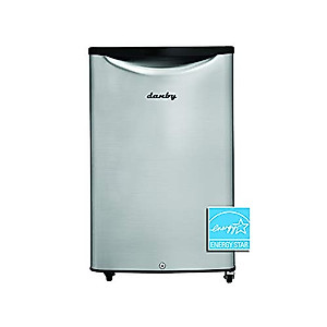 Danby DAR044A6BSLDBO 4.4 Cu.Ft. Outdoor Mini Fridge, IPX4-Rated Stainless Steel Look All Refrigerator for Patio, Cabana, Pool Bar, E-Star Rated, Spotless Steel