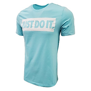 Nike Mens Just Do It Box Crewneck T-Shirt (X-Large, Aqua Blue)