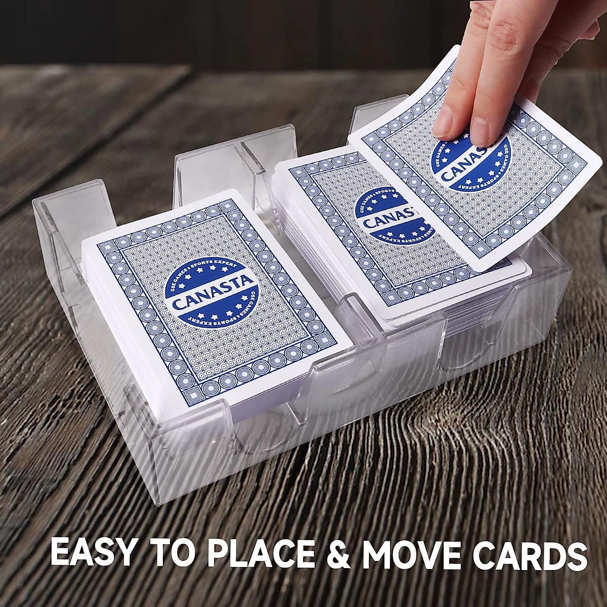 GSE Games & Sports Expert 2-Deck Playing Card Revolving Tray, Dual Deck 360° Rotating Card Holder for Elder, Little Hands, Swivel Cards Holders for Canasta, Hand & Foot, Rummy