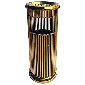 SCUUBE Trash Bin Trash Can Wastebasket Stainless Steel Trash Can with Inner Barrel Standing Ashtray Bucket Waste Can Hotel Bathroom Outdoor Office Recycling Bin Garbage Can Waste Bin (Color : A-Gold)