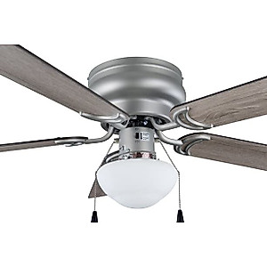 MAINSTAY Mainstays 44'' Hugger Indoor Ceiling Fan with Single Light, Satin Nickel, 5 Blades, 3 Speed LED, Reverse Airflow