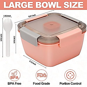 2 Pack Salad Lunch Container To Go,Large BPA-Free Salad Container,52 Oz Salad Bowl,3 Compartment Tray with Dressing Container,Leak Proof Salad Lunch Box Bento Box with Smart Lock for Lunch Food Snack…