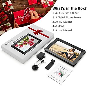 BIGASUO 10.1 Inch WiFi Digital Picture Frame, IPS HD Touch Screen Cloud Smart Photo Frames with Built-in 32GB Memory, Wall Mountable, Auto-Rotate, Share Photos Instantly from Anywhere-Gift 2-Pack