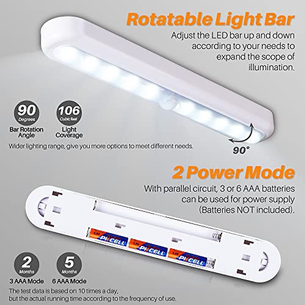 11inch Motion Sensor Light Indoor, STAR-SPANGLED Stick on Lights Battery Powered, Closet Lights Motion Activated Operated, LED Night Stair Lights for Under Cabinet, Hallway, Kitchen(Cool White, 2Pack)