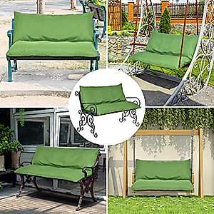 BASANOB Porch Swing Cushions Cover, Three Seat Swing Replacement Cushion Cover, Anti-Fading and Anti-Slip Starp Rope Design Bench Cushion Cover for Outdoor Furniture (Khaki, 60" W x 40" D x 4" Thick)