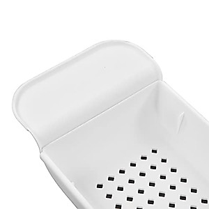 Expandable Bathtub Caddy Tray, Multifunction Bath Organizer Rack Holder for Candle Towel Book Phone Storage(White)