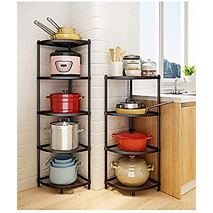 ZANIYO Kitchen Corner Shelf Rack, Multi-layer Pot Rack Storage Organizer Stainless Steel Shelves Shelf Holder (5 Tier)