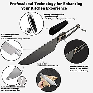 Kitchen Knife Set, Chef Knife Set, Knife Sets for Kitchen with Block, FASAKA 7Pcs Professional German High Carbon Stainless Steel Full-Tang knife set & Knife Block & Kitchen Shears