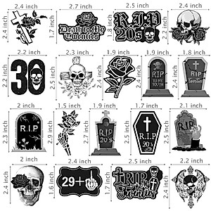 36Pcs Rip My Twenties Cupcake Toppers Happy 30th Birthday Party Decorations Black Death to My 20s Cake Picks for 30th Theme Birthday Party Supplies