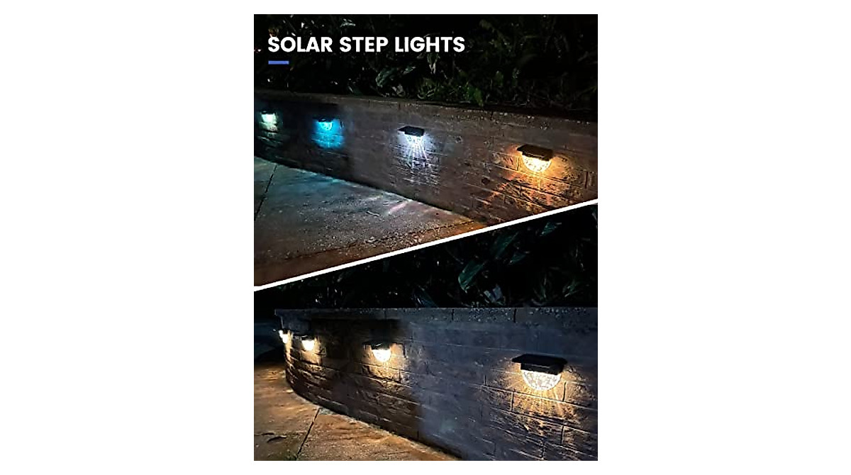 Solar Deck Lights 8 Pack - Waterproof RGB & White Outdoor LED Lights