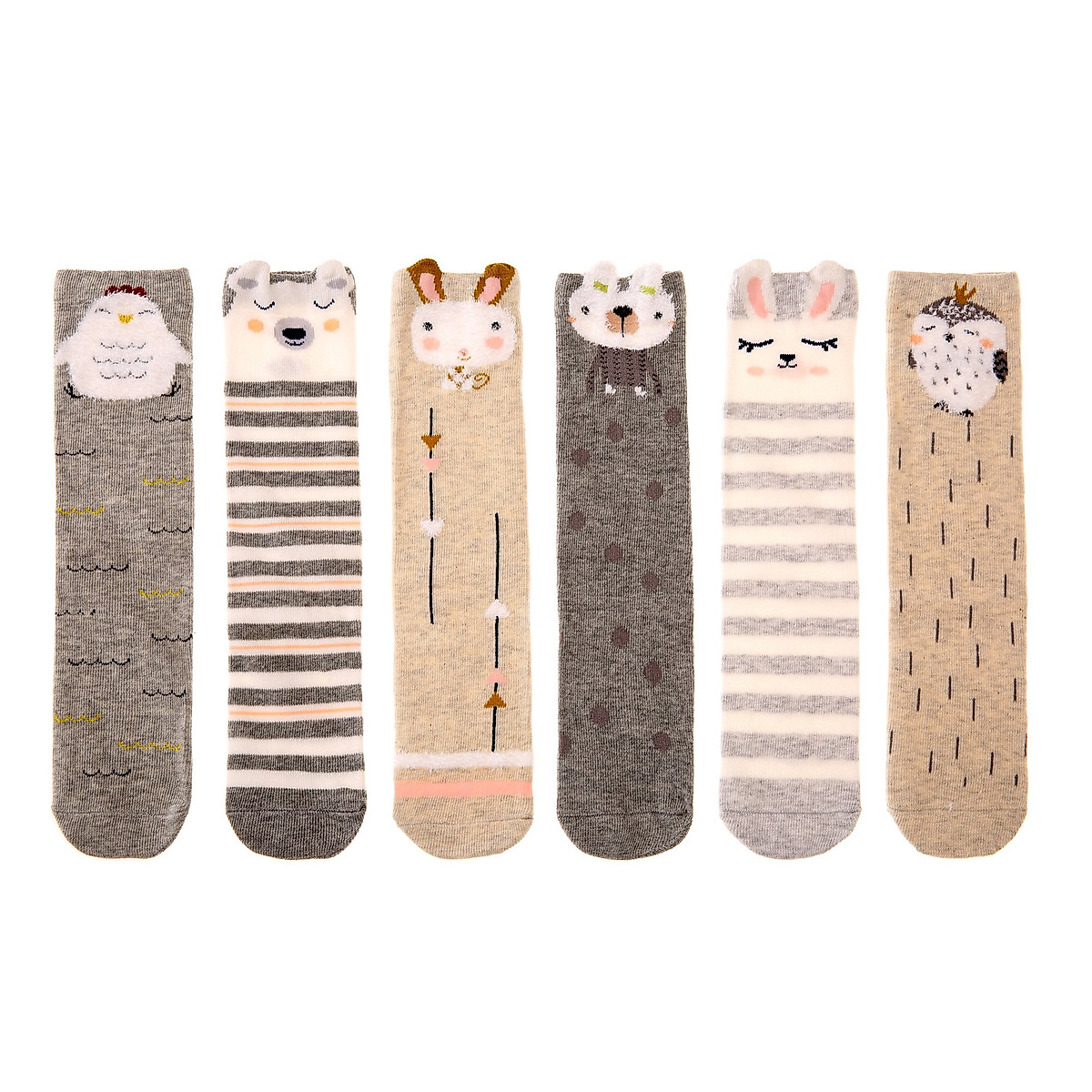 Color City Baby Knee High Socks Animal Warm Cotton Kids Toddler Boys Girls Boot Socks 1-6 Years (6 Pairs A)