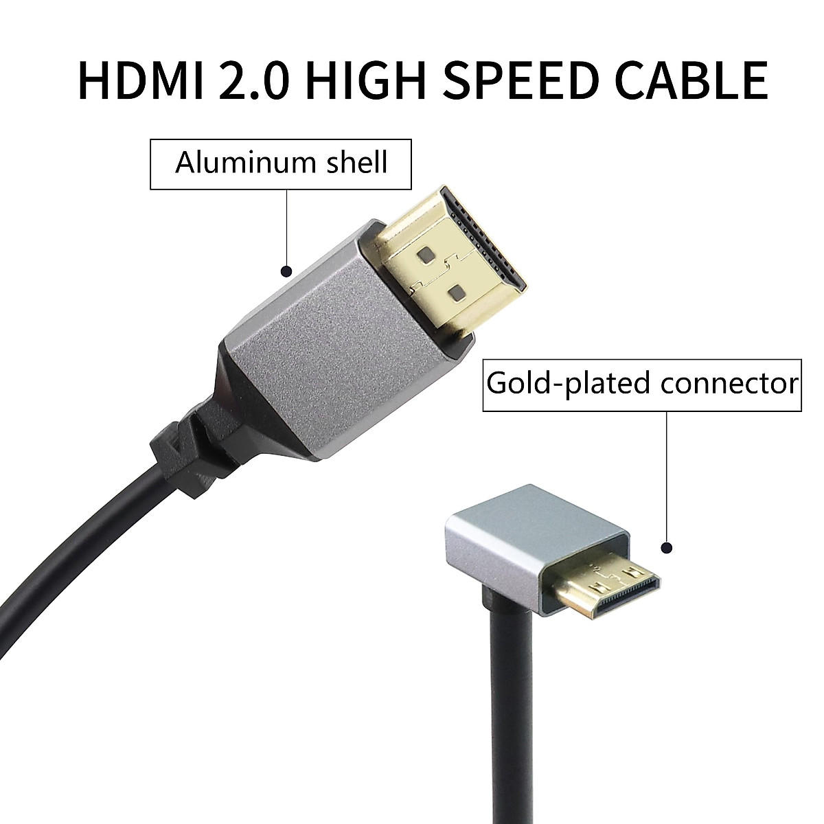 RIIEYOCA 90 Degree Up Angle UHD 4K Mini HDMI Male to HDMI Male 18Gbps High Speed 2.0 Extender Coiled Cable Supports 4K@60Hz,1080p,ARC,3D,for,DVRs,HDTV,Roku Ultra Stretchable to 1.5M/5FT