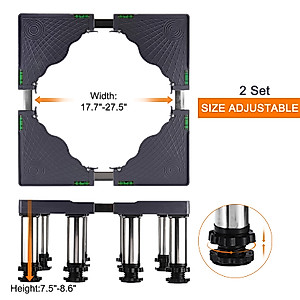 PATIKIL Mini Fridge Stand, 8 Strong Feet Laundry Stand Base Multi-Functional Adjustable Base Tray Anti-Vibration for Refrigerator Washing Machine Dryer AC, 7.5"-8.6" Height, 2Pack