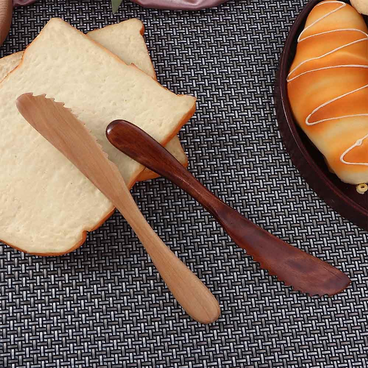 Leadigol 4PCS Wooden Butter Scraper,Non Stick Thick Handle Wood Butter Japan Style Butter Spreader for Kitchen