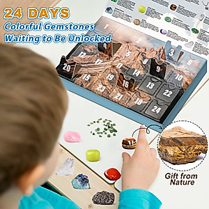 Crystal Advent Calendar 2024 Adult Kids-24 Days Rocks,Gemstones,Geode,DIY Bracelet,Crystal Necklace,Stone Learning Collection Advent Countdown Calendar,Christmas Gift for Girls Boys