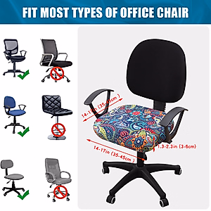 smiry Printed Office Computer Chair Seat Covers, Soft Stretch Washable Universal Rotating Desk Chair Seat Cushion Protectors - Paisley