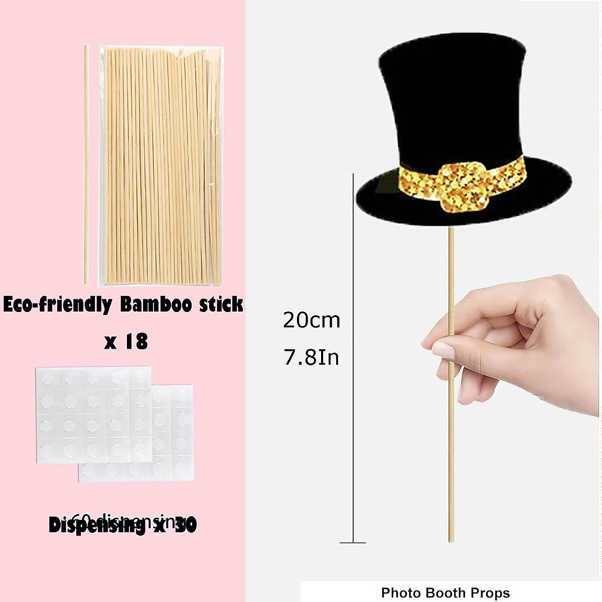 16PCS Birthday Party Photo Props Black & Gold Booth Signs Prom Photobooth Moustache Glasses Hats Crowns Selfie For Kids Men Women Wedding Engagement Bridal Shower,Bachelorette Party,Photobooth Selfies