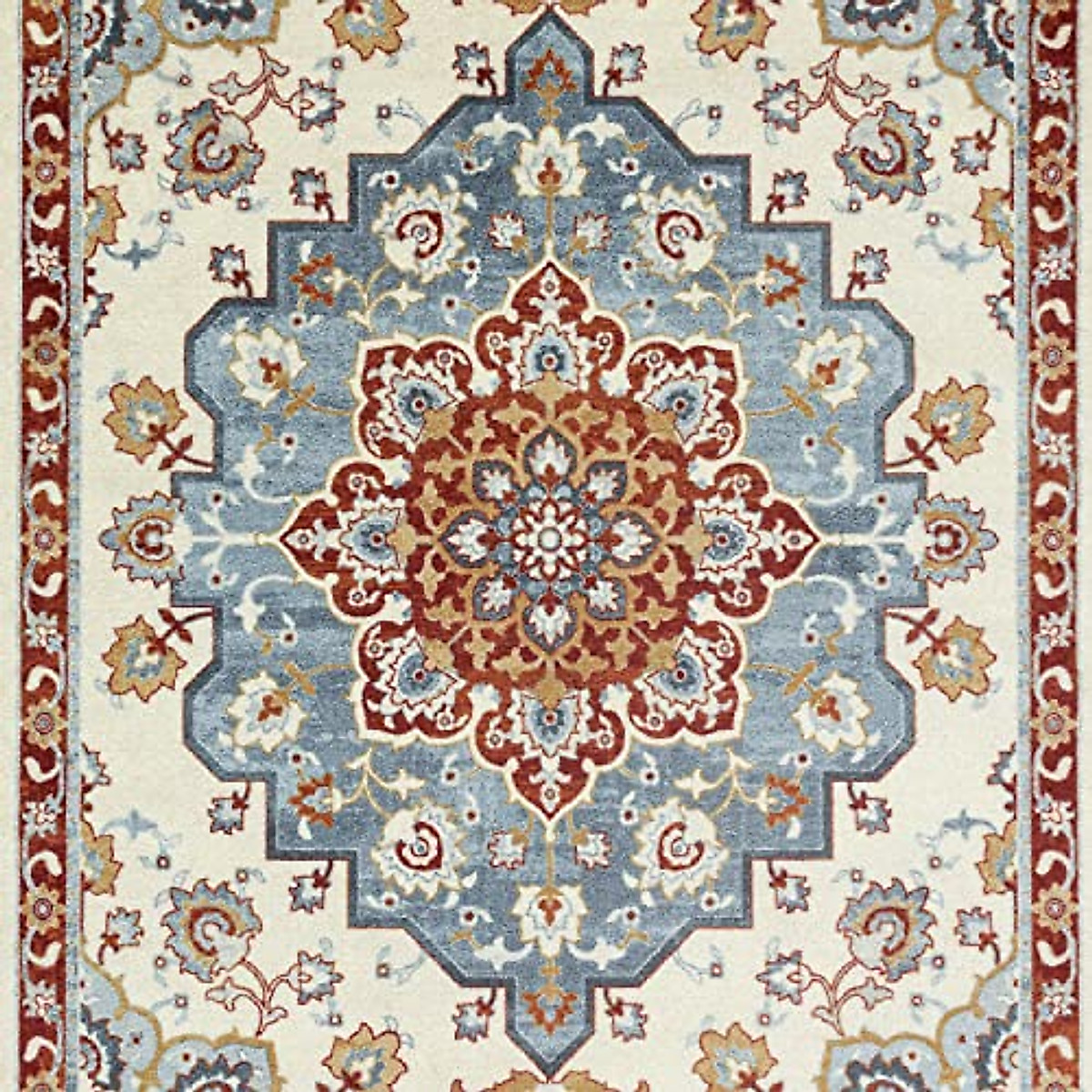 Maples Rugs Stina Vintage Medallion Kitchen Rugs Non Skid Accent Area Carpet [Made in USA], Blue/Red, 2'6" x 3'10"