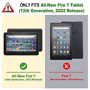 Fintie Slim Case for All-New Fire 7 Tablet (12th Generation, 2022 Release) - Ultra Lightweight Slim Shell Stand Cover with Auto Wake/Sleep, Black