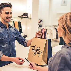 BagDream Paper Bags 8x4.25x10.5 25Pcs Thank You Gift Bags, Party Bags, Shopping Bags, Wedding Bags, Retail Bags, Merchandise Bags, Brown Kraft Paper Gift Bags with Handles