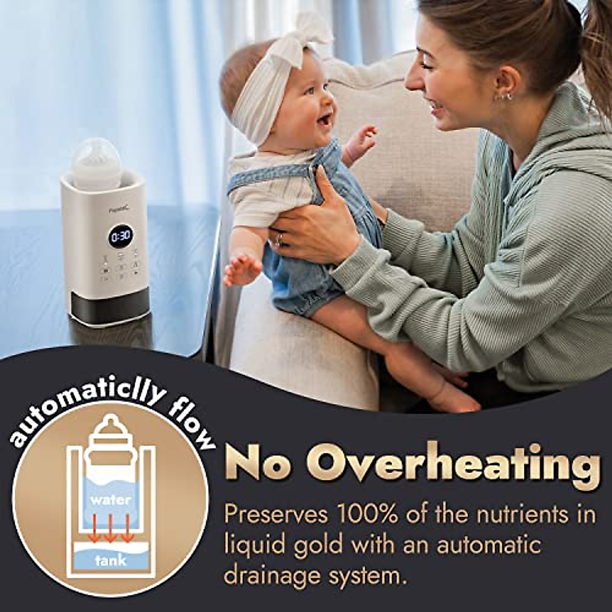 Papablic Baby Bottle Warmer Pro with Unique Prevent Overheating System, Milk Warmer for Breastmilk and Formula, with Digital Timer and Automatic Shut-Off