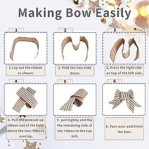 MuRealy Farmhouse Wired Ribbons 2.5 inch, 4 Rolls 20 Yards Welcome Stripe Polyester Ribbons with Buffalo Plaid, Dot Burlap Ribbon for DIY Wreaths Christmas, Birthday Wedding Decor