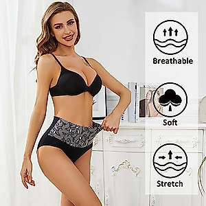 MEIDAYAI Womens Underwear Cotton Tummy Control High Waisted Underwear Soft Breathable Full Coverage Panties Multipack