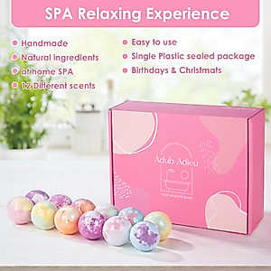 Sublime Beauty Group Bath Bombs for Women, 12 Large Bath Bomb Bubble Bath Set Spa Gifts for Women, Natural Handmade Bath Bombs Rich in Essential Oils, Romantic Gifts for Her, Wife, Multicolor