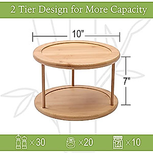 Bellsal Lazy Susan 2 Tier Turntable Cabinet Organizer Spice Rack Removable Spinning Tray Organizer for Kitchen Cabinet 10 Inch 360 Degree